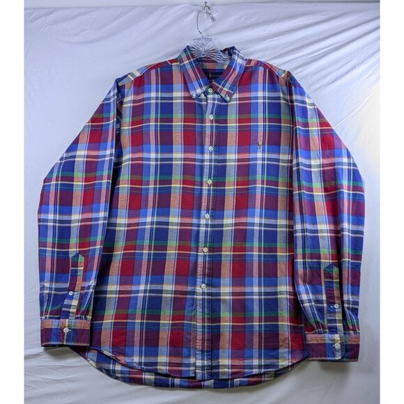 Ralph Lauren | Shirts | Ralph Lauren Shirt Mens Plaid Long Sleeve Buttonup Xl Cotton Flesh Pony ...